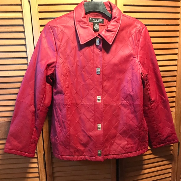 Dialogue | Jackets & Coats | Dialogue Red Quilted Leather Jacket | Poshmark